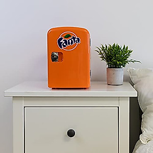 Coca-Cola Fanta FA04 4 Liter/4.2 Quarts 6 Can Portable Mini Cooler/Fridge for Food, Beverages, Orange