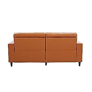 Goohome 3 Seat Sofa Modern Style PU Leather Upholstered Couch Furniture for Small Spaces Office, Brown Home