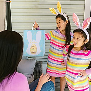 KEPATO 12 PCS Easter Gift Bags Paper Bag with Handles Bunny Design for Easter Egg Hunts, Party Favors Candies Goodie Bags Bulk,Packaging, Gifts