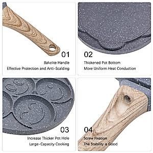 Bobikuke Pancake Pans For Kids,Pancake Shapes Pan,Mini Pancakes Maker Nonstick Pancake Griddle 7 Hole Smiley Face Pancake Mold For Breakfast,10 Inch