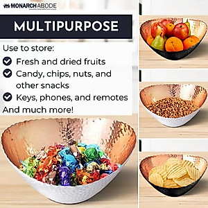 Monarch Abode 31604 Hand Hammered Metal Decorative Bowl, Modern Centerpiece Fruit Bowl for Kitchen Counter, 7.5 inch, Black and Copper Finish