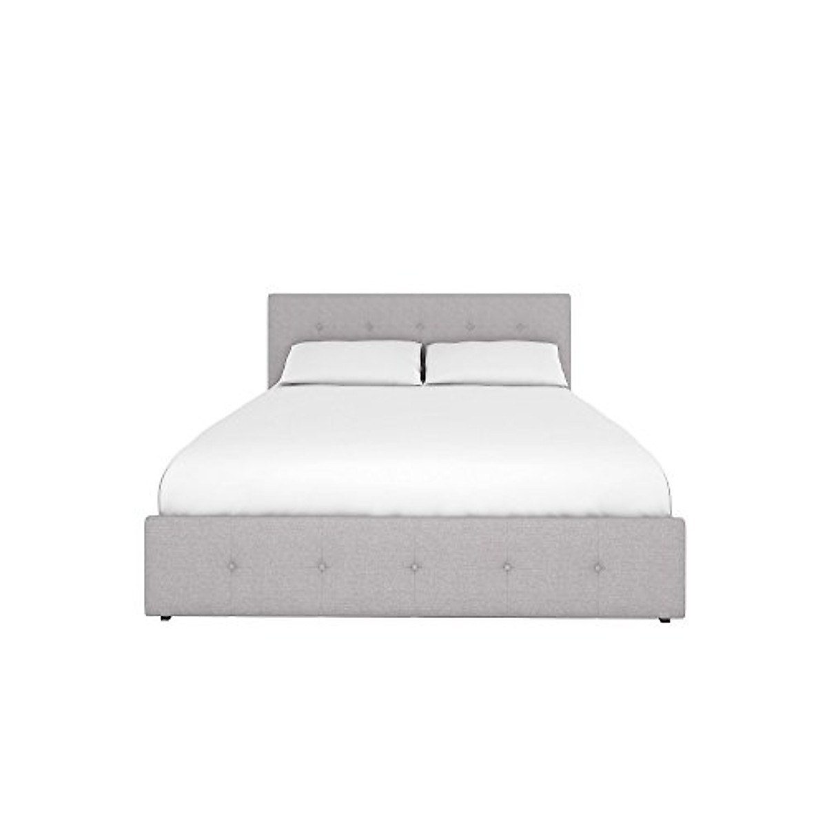 DHP Rose Upholstered Platform Bed with Underbed Storage Drawers and Button Tufted Headboard and Footboard, No Box Spring Needed, Queen, Gray Linen