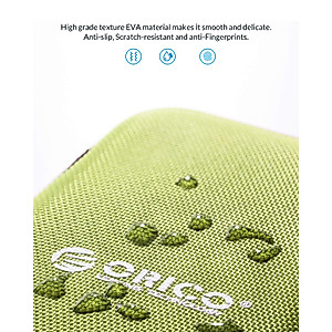 ORICO Hard Drive Case 2.5 inch External Drive Storage Carrying Bag Waterproof Shockproof with Inner Size 5.5x3.5x1.0inch for Organizing HDD and Electronic Accessories, Green(PHD-25)