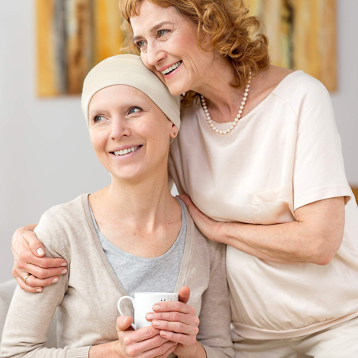 Syhood 4 Pieces Slouchy Beanies Hats Soft Cotton Sleep Cap Stretchy Sleeping Cap Headwear for Women (Black, Navy, Pink, Beige)