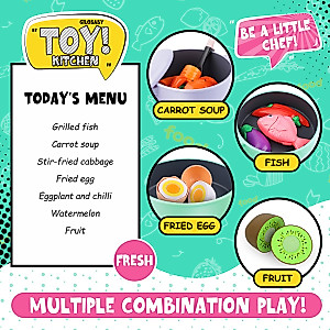 GILOBABY Play Kitchen Accessories, Play Food Sets for Kids Kitchen Playset with Pots and Pans Set, Cooking Utensils, Preschool Learning Education Toys for Toddlers, Birthday Gifts for Girls (Pink)