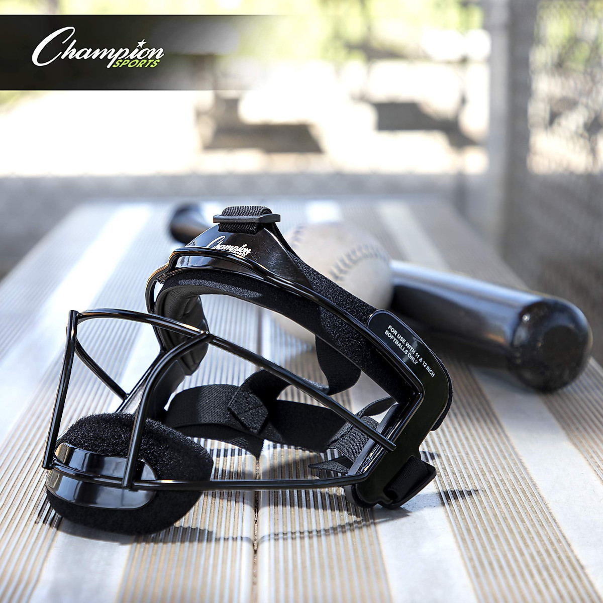 Champion Sports Steel Softball Face Mask - Classic Fielders Masks for Youth - Durable Head Guards - Premium Sports Accessories for Indoors and Outdoors - Black