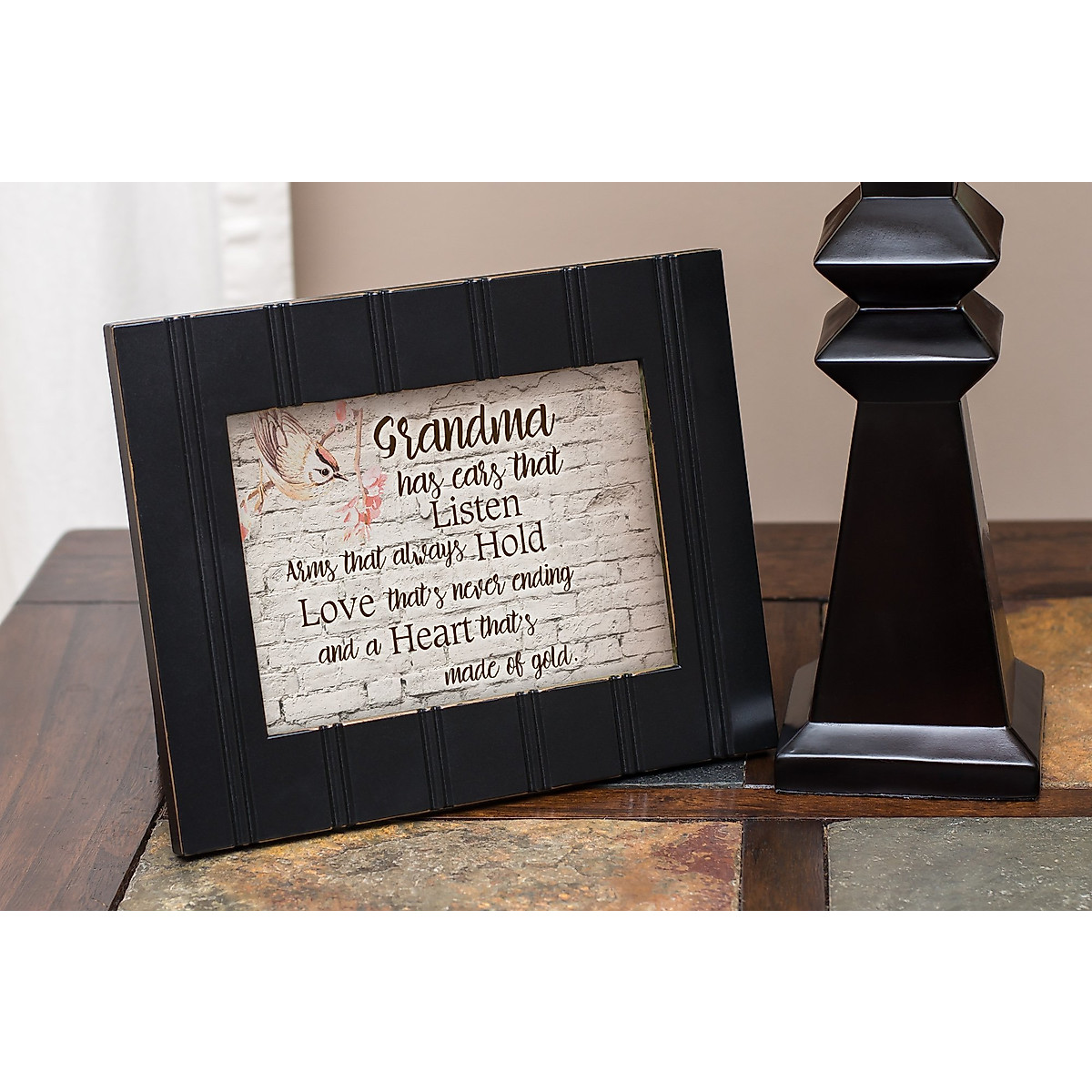Grandmas Listen Hold and Love 8x10 Black Framed Art Wall Plaque Sign