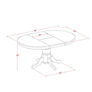 East West Furniture Avon 5 Piece Room Furniture Set Includes an Oval Wooden Table with Butterfly Leaf and 4 Kitchen Dining Chairs, 42x60 Inch, Buttermilk & Cherry