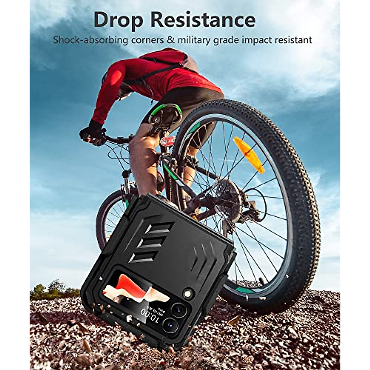 for Samsung Galaxy Z-Flip4 5G Case: Military Grade Protection Shockproof Cell Phone Case with Kickstand & Holster | Protective Drop Proof Rugged Cover for Galaxy Z Flip 4