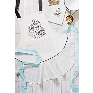 DII Women's Spring & Summer Apron Collection Adjustable, Two Large Pockets & Extra Long Ties, One Size Fits Most, Mrs. Always Right