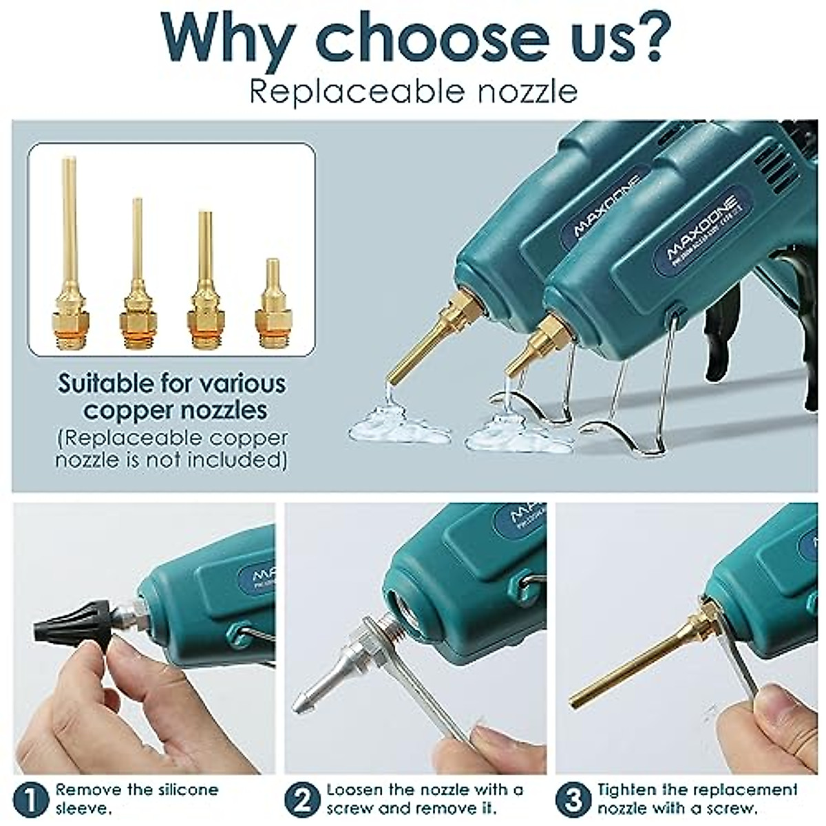 Hot Glue Gun Kit Glue Gun - MAXDONE Craft Glue Gun Full Size(Not Mini) Glue Guns Heavy Duty Hot Glue Gun with 12pcs Glue Sticks(0.43'' x 8") 100w for DIY Art