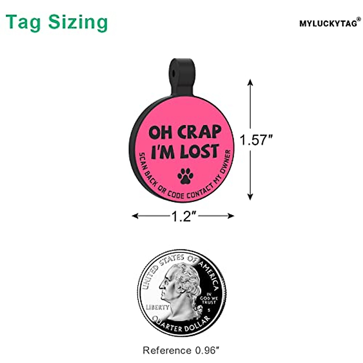 MYLUCKYTAG Silent Silicone QR Code Pet ID Tags Dog Tags - Pet Online Profile - Scan QR Receive Instant Pet Location Alert Email