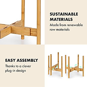 Fox & Fern Mid Century Modern Plant Stand, Indoor Plant Stand, Plant Holder, Corner Plant Stand Indoor, Plant Stands for Indoor Plants - EXCLUDING Plant Pot - Adjustable Width 11" to 15" - Bamboo