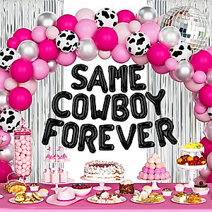 Party Inspo Same Cowboy Forever Bachelorette Decorations, Western Disco Cowgirl Bachelorette Party Decorations, Nashville Bridal Shower Decorations Fringe Curtain Balloon Pink Silver Black