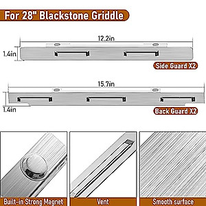 Grarg Wind Guards for Blackstone 28” Griddle,Blackstone Griddle Accessories Stainless Steel Magnetic Wind Screen for Outdoor Backyard BBQ Cooking Gas Saving(28 Inch)