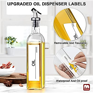 GMISUN Olive Oil Dispenser Bottle, Oil and Vinegar Cruet Set with 17oz/500ml Cooking Oil Container Glass Carafe, Oil Pourer Spout, Funnel and Labels, 3Pack, Clear