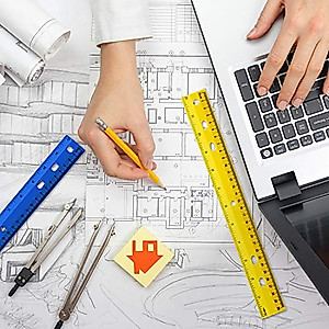 Chuangdi 20 Pieces 12 Inch Plastic Rulers, Straight Ruler Office Rulers School Rulers (4 Colors)