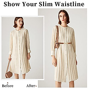 JASGOOD Women Skinny Elastic Belt for Dresses,Thin Retro Stretch Waist Belt with Golden Buckle 2 Pack,Black+Brown,Fit waist size 28-32 inch