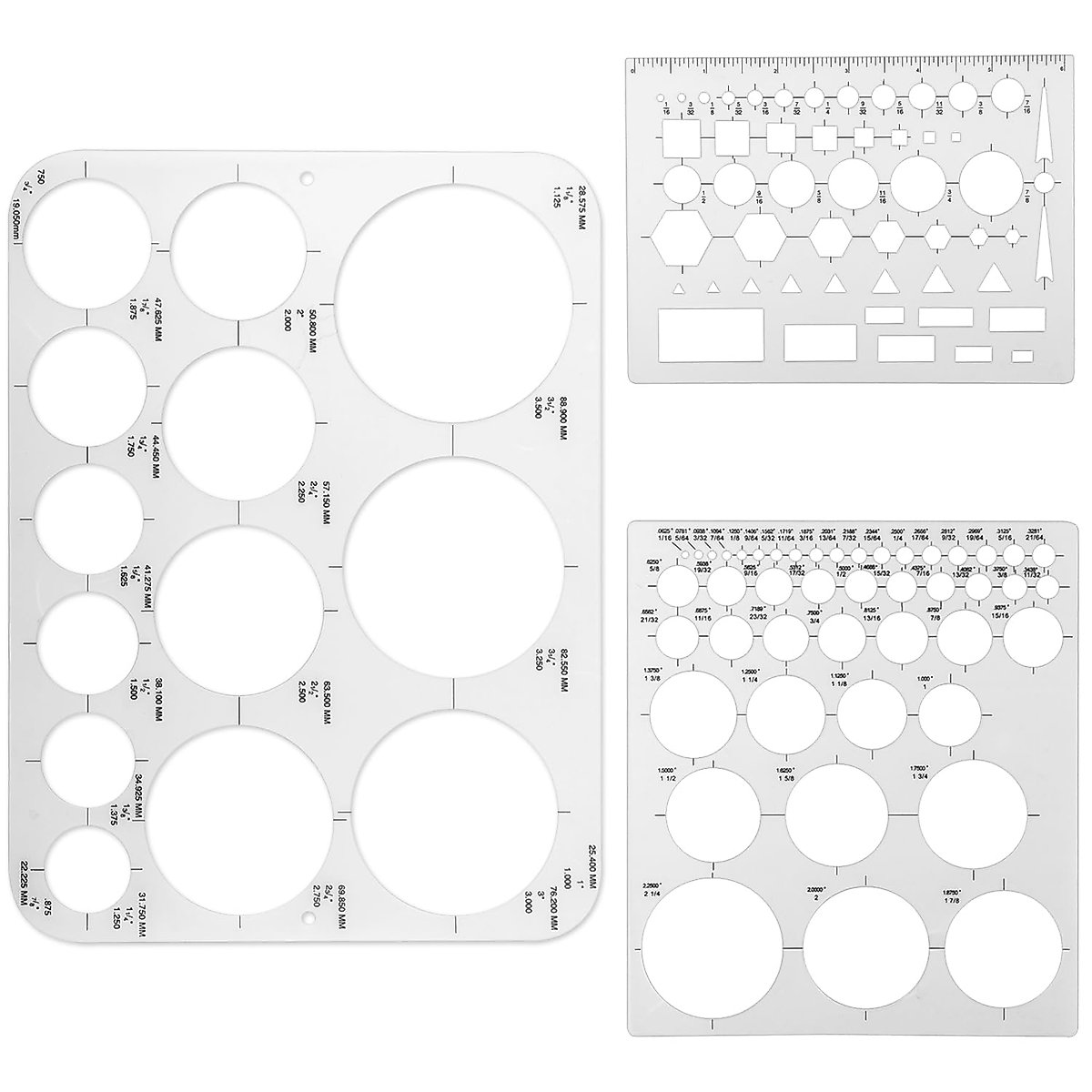 3pcs Circle Stencils for Drawing, 3 Sizes Round Circle Templates for Crafts Transparent Circle Drawing Tool Geometric Circle Ruler for Drafting Circle Tracers for Office Building Formwork
