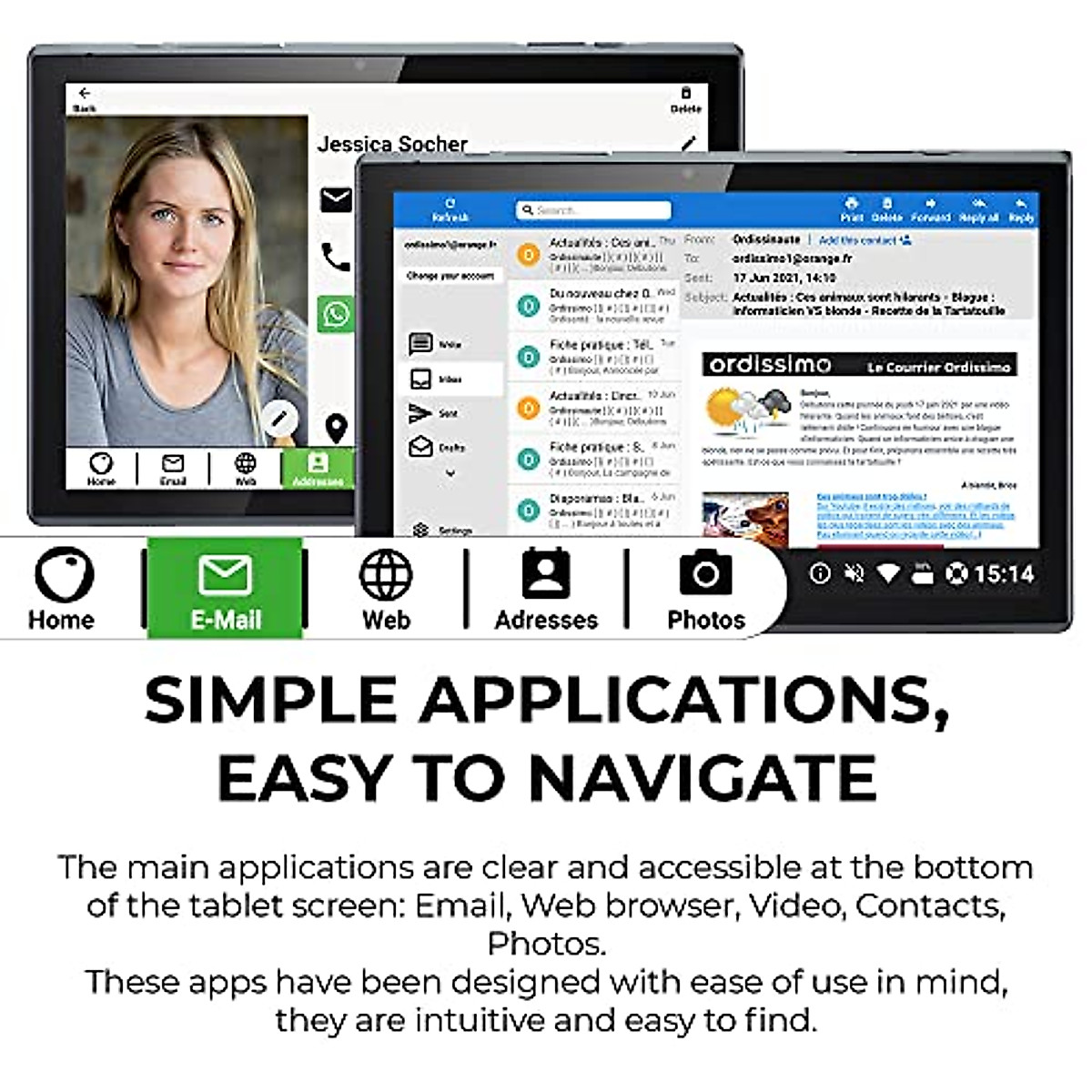 Pix Star Touch Easy to Use Tablet for Seniors, Touch Screen & Simple Interface - WiFi - 10.1 Inches, 2 Cameras - Ideal for Video Calls, Web Search, Photos, Highly Giftable