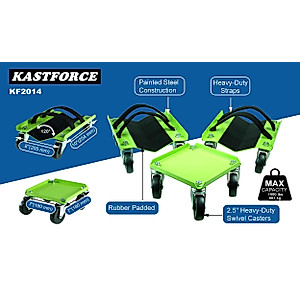 KASTFORCE Snowmobile Dolly Heavy Duty carries up to 1500 lbs (682 kg) V-Slide With 2.5” PVC Swivel Casters Rubber Pad Protecting Skis and 2 Pairs of Heavy Duty Straps Firmly Attaching on Skis KF2014