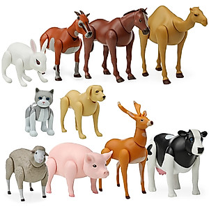 Beverly Hills Doll Collection Farm Animal Toys Set of 10, Large Toy Farm Animals for Toddlers, Plastic Animal Figures, Realistic Animal Figurines for Kids