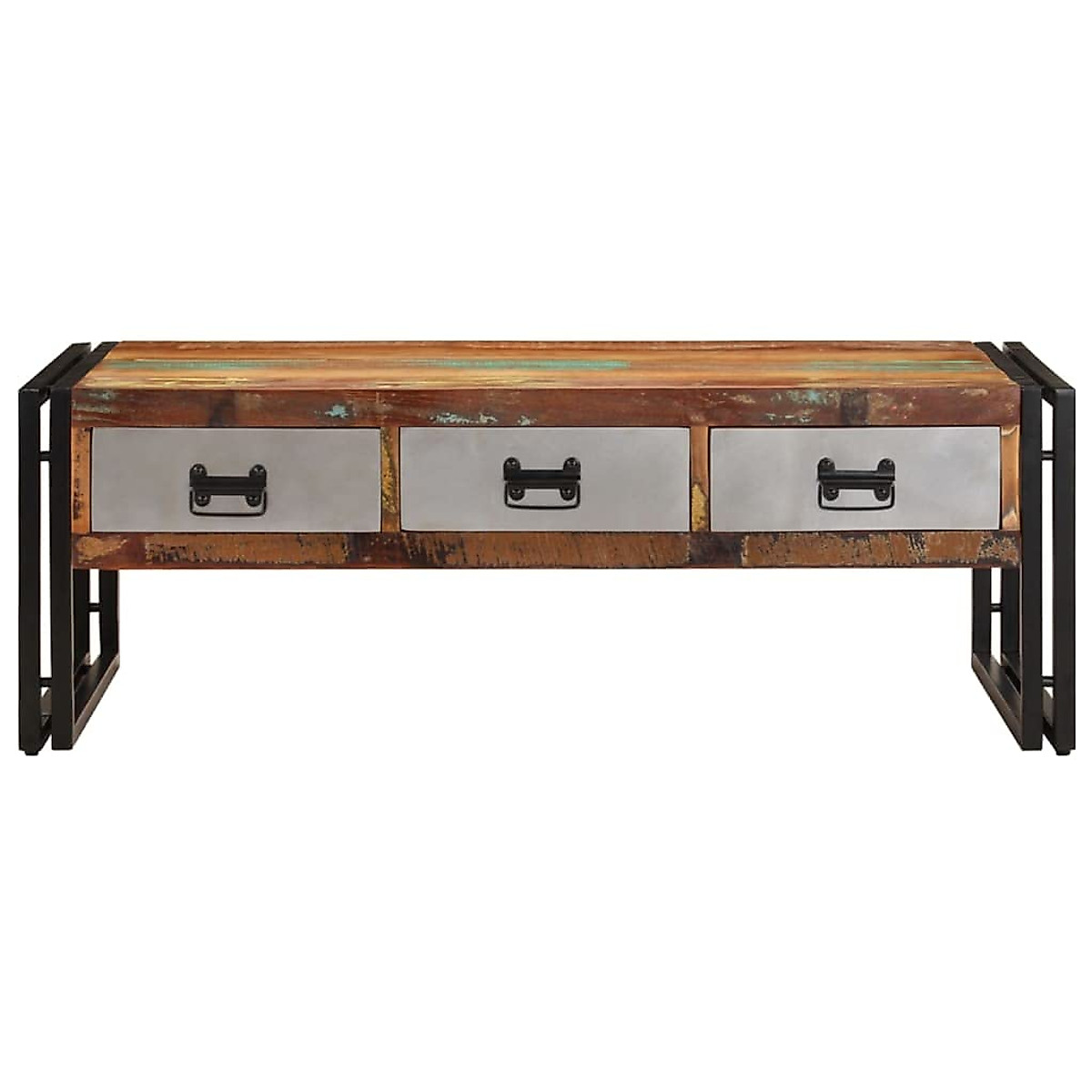 QJBSAVVA Coffee Table with 3 Drawers Solid Reclaimed Wood 39.4"x19.7"x13.8",Entrance Table Tray Tables Center Table Low Table Suitable for Meeting Rooms, Reception Rooms, Offices