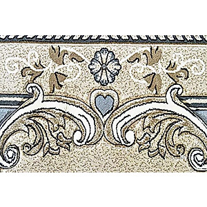 PlanetRugs Glamour Design 206 3D Hand Carved Traditional Rug Oriental Floral 7'9''x10'8'' Grey Beige