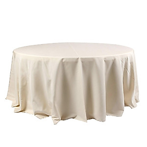 Efavormart 10PCS 120" Wholesale Round Tablecloth Polyester Round Table Linens for Wedding Party Banquet Restaurant - Beige