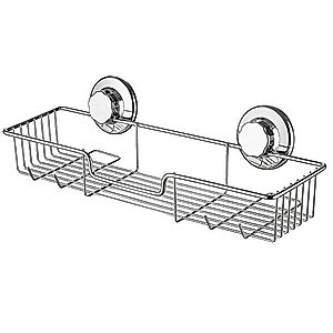 iPEGTOP L-4 Strong Suction Cup Shower Caddy Bath Shelf Storage, Combo Organizer Basket for Shampoo, Soap, Conditioner, Razor Bathroom Accessories - Rustproof Stainless Steel, Chrome