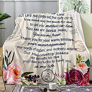Gifts for Mother in Law Blanket from Daughter in Law - Birthday Gifts for Mother in Law - Mother in Law Gift for Christmas Mother’s Day, Flannel Fleece Soft Warm Cozy Blankets for Bed Sofa 60”x50”