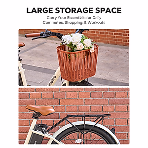 Viribus Electric Bike for Adults, 700W Peak E Bikes for Women with Aluminum Frame, Basket, Rack & 36V 13AH Battery, 7 Speed City Commuter Step Through Electric Bicycle for Ladies Seniors 26 inch Beige