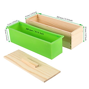 MAHIONG 3PCS 47oz Silicone Soap Molds Kit, Green Rectangular Silicone Loaf Soap Making Molds with 3 Wooden Boxes and 3 Lids, DIY Supplies for Soap Making
