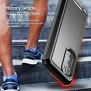 for Motorola Edge 2022 Case, Moto Edge 2022 Heavy Duty Case with Screen Protector, Military Grade Drop Proof Cover, Dual Layer Rugged Protective Shell (Black)