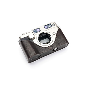 Contax G2 Case, BolinUS Handmade Genuine Real Leather Half Camera Case Bag Cover for Contax G2 Camera with Hand Strap (Coffee)