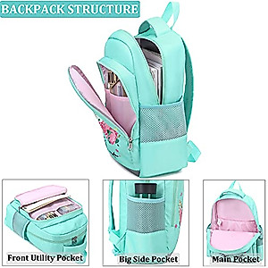 JIANYA Backpack for Girls Preschool Kindergarten Bookbag Kids School Backpack with Lunch Box Lightweight