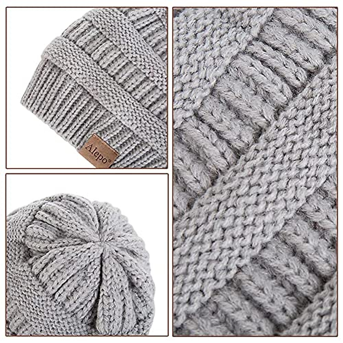 Alepo 3 Pack Baby Beanie Hats for Girls Boys, Soft Warm Fleece Lined Baby Winter Hat for Newborn Infant Toddler Kids, Cute Cozy Knitted Beanie Cap for Cold Weather-12