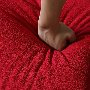 WJShome Lazy Floor Sofa, Minimalist Couches, 53 inch Soft Teddy Velvet LoveSeat Sofa, Tatami Sofa, Fireside Chair, Corner Relax Couch for Living Room Bedroom Salon Office Floor Lounge(2 Seat, Red)