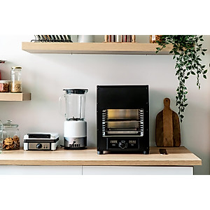 Flame King Scorch Smokeless Infrared Electric Broiler for Indoor Use, Fits on Kitchen Counter, Insulated, Comes with Broiler Tray Black