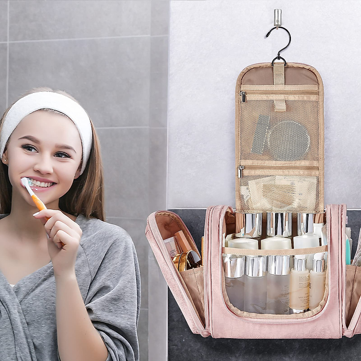 BAGSMART Women Tote Bag and Toiletry Bag