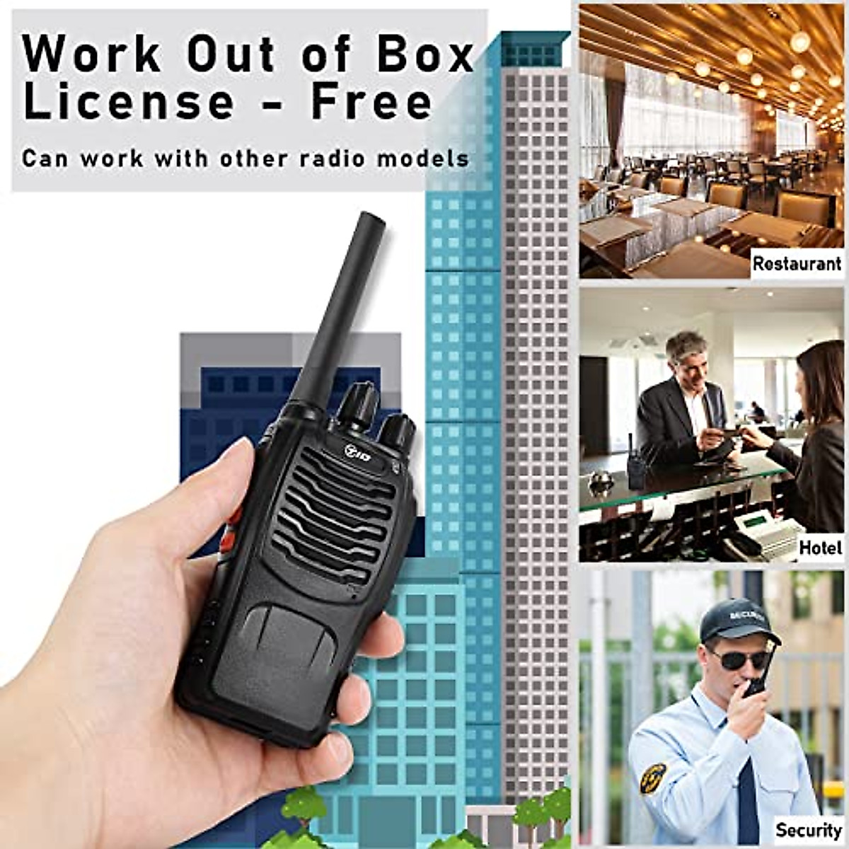 TIDRADIO TD-V2 Walkie Talkies for Adults with Earpiece and 8 Battery 2 Way Radios Walkie Talkies Long Range Hand Free with Flashilght Two Way Radio Rechargeable for Business or Family (4 Pack)