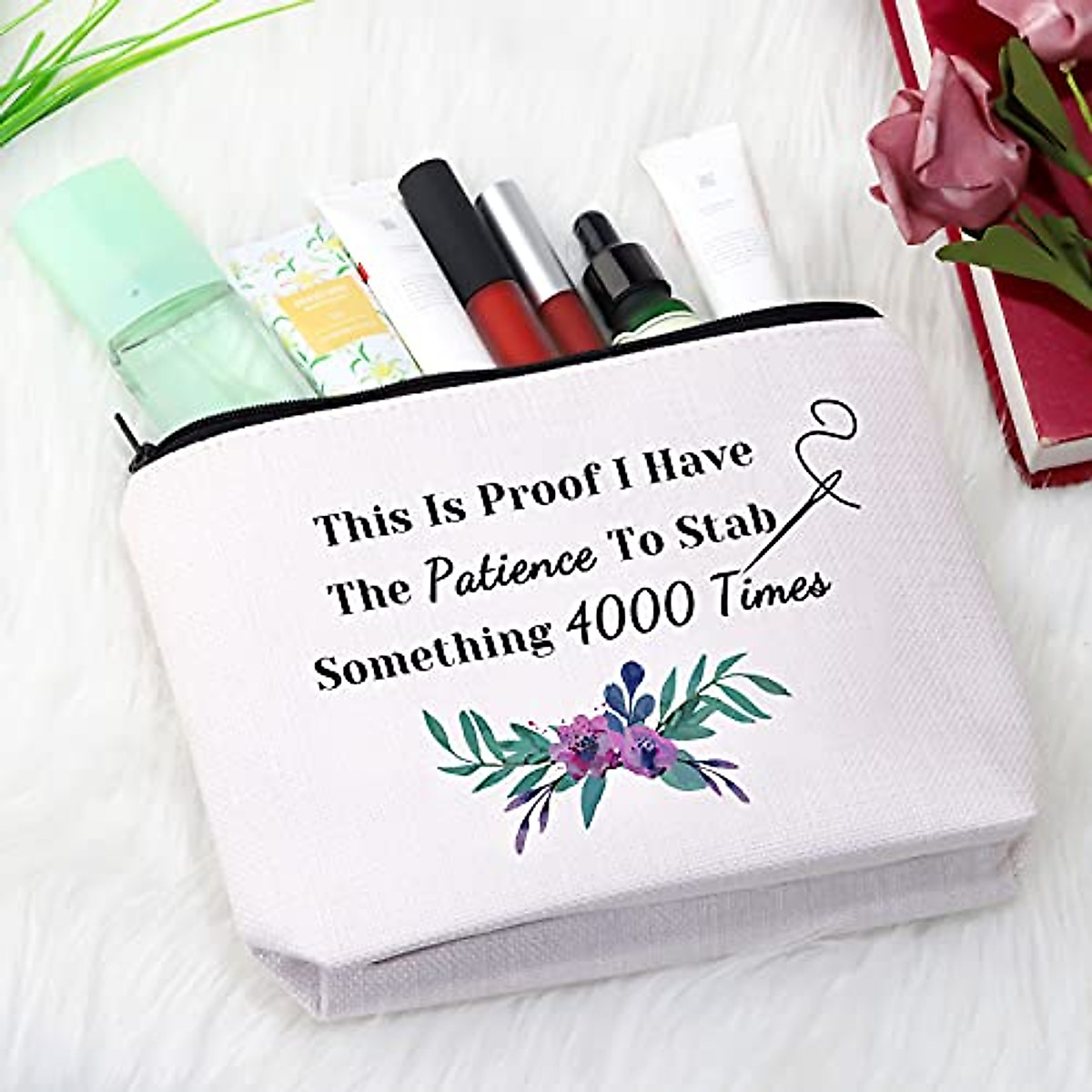 GJTIM Cross Stitch Gift Cross Stitch Project Bag This Is Proof I Have The Patience To Stab Something 4000 Times Sewing Project Bag (Stab Sth. 4000 Times)