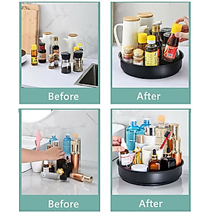 Lazy Susan Organizer Lazy Susan Turntable for Cabinet, 9.84 inch Stainless Steel Spice Rack Trays Storage for Kitchen Bathroom Pantry Cabinet Cupboard Table Organization, Black