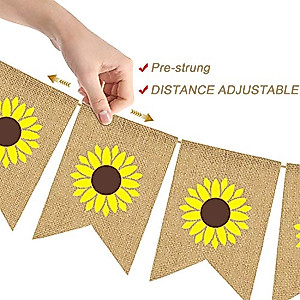 Rainlemon Jute Burlap Sunflower Banner Baby Shower, Birthday Party, Wedding, Graduation Party Decoration