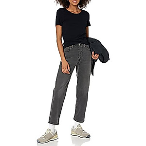 Amazon Essentials Women's Classic-Fit Short-Sleeve Crewneck T-Shirt, Pack of 2, Black/White, Small