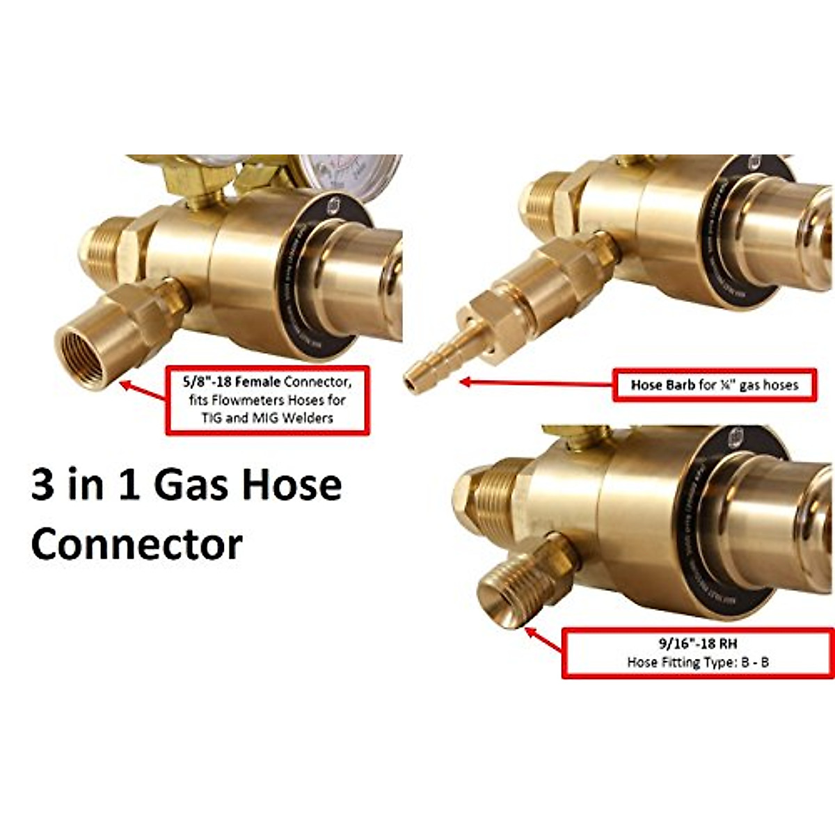 Industrial Argon Regulator/Flowmeter Gauges for MIG and TIG Welders + 5 Feet Hose - SÜA