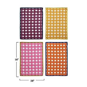 Creative Co-Op Cotton Check Pattern, 4 Colors Tea Towels, 28" L x 18" W x 0" H, Multicolor