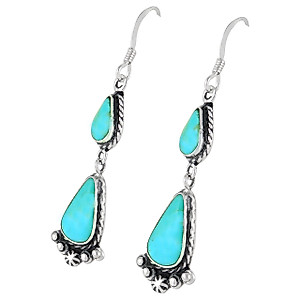 Turquoise Earrings 925 Sterling Silver & Genuine Turquoise (Select style) (Western Dangles)