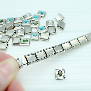 Fablinks Italian Charm Bracelet, 9mm 304 Stainless Steel Charms Link Starter Bracelets for Women, Silver Modular Nomination Jewelry for Men with Tool and 3 Extra Links