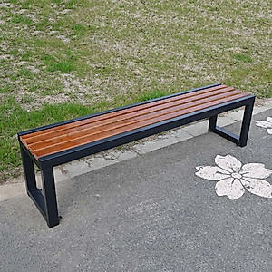 Lnder 100x40x45cm Outdoor Garden Bench Bronze Garden Seat Outdoor Backless Benches Park Solid Wood Bench 400kg Load Capacity (Size : 59in)